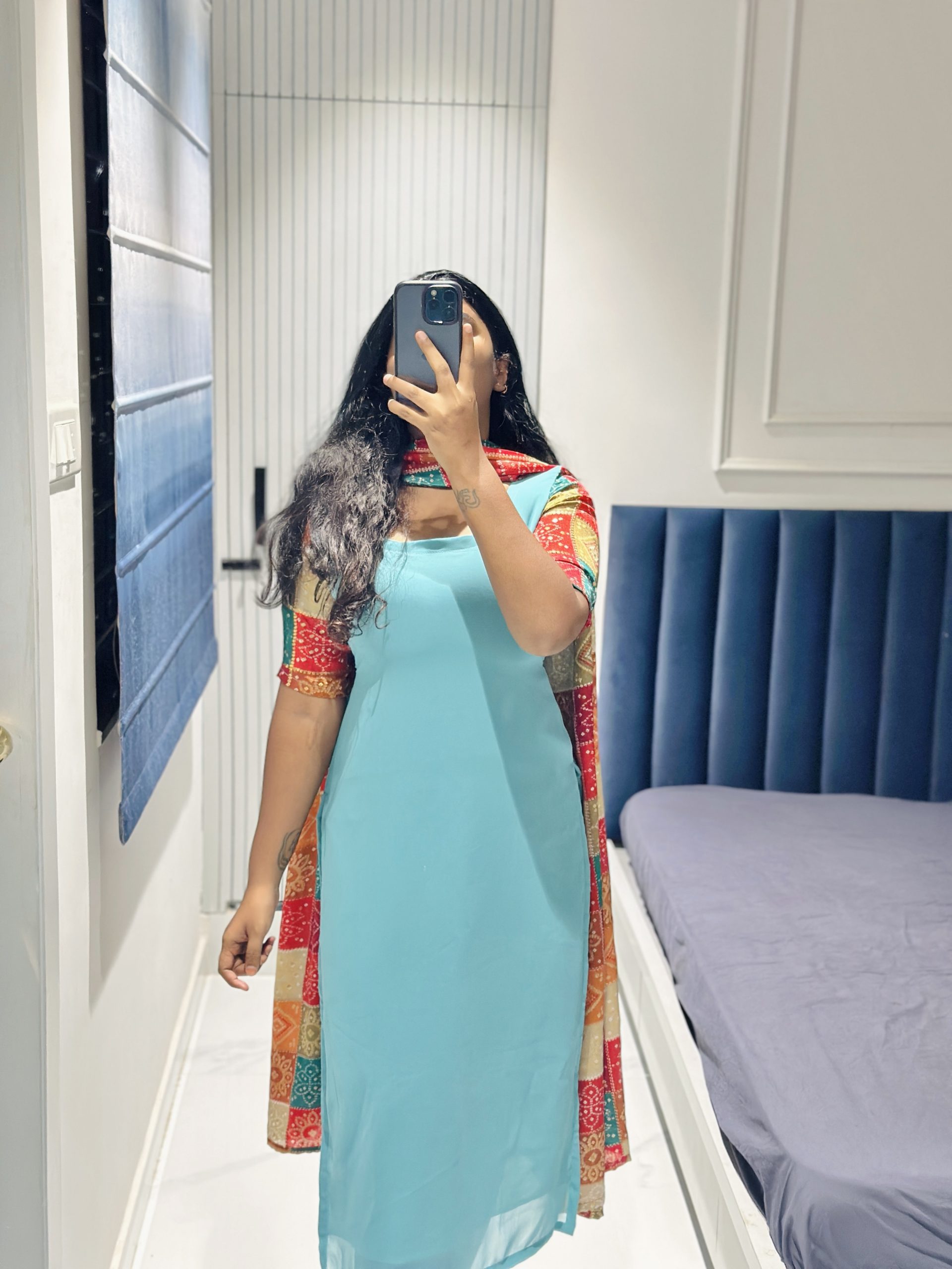 Pastel blue chiffon set – Dharvi By Rachana