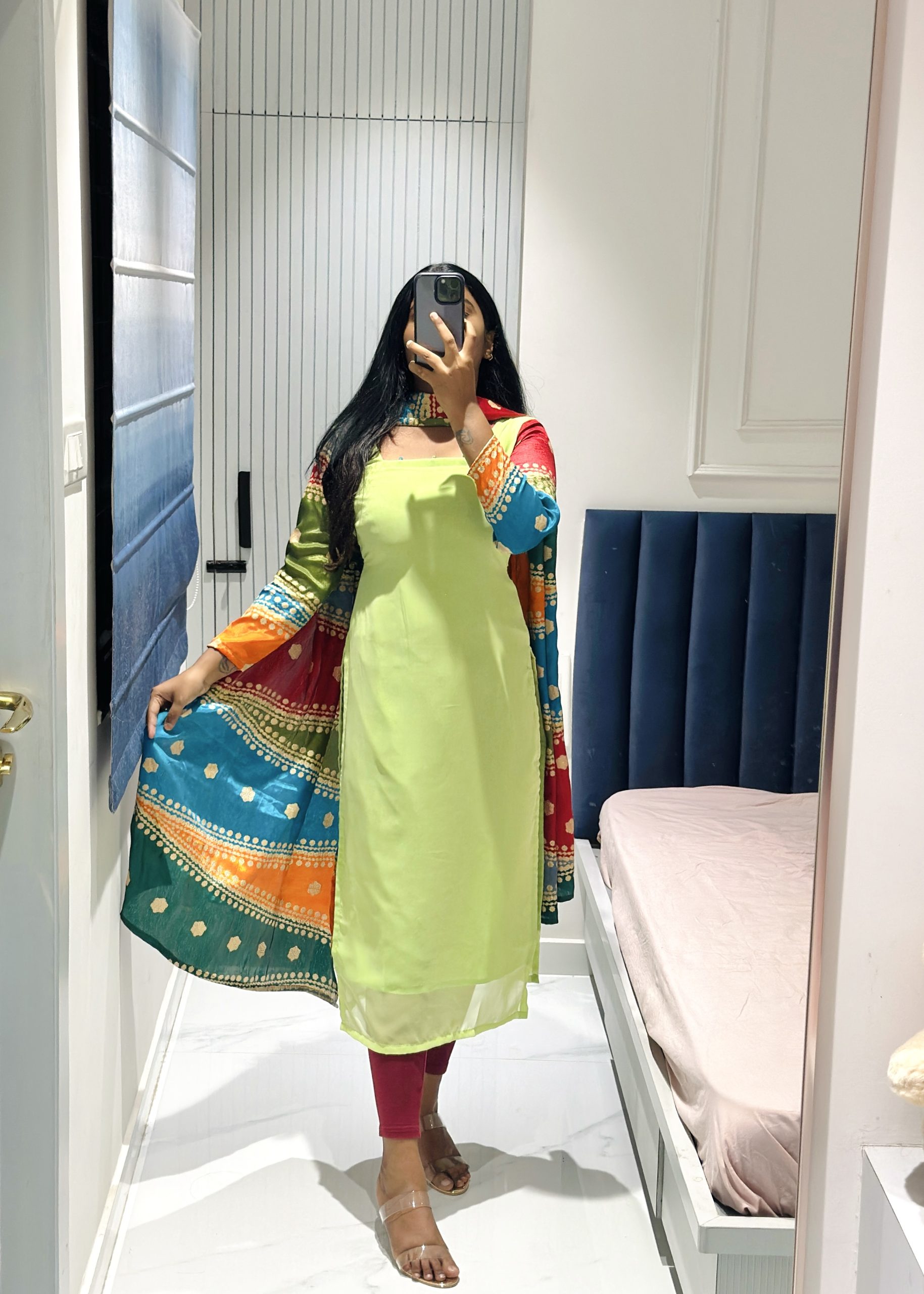 Mint green chiffon set – Dharvi By Rachana