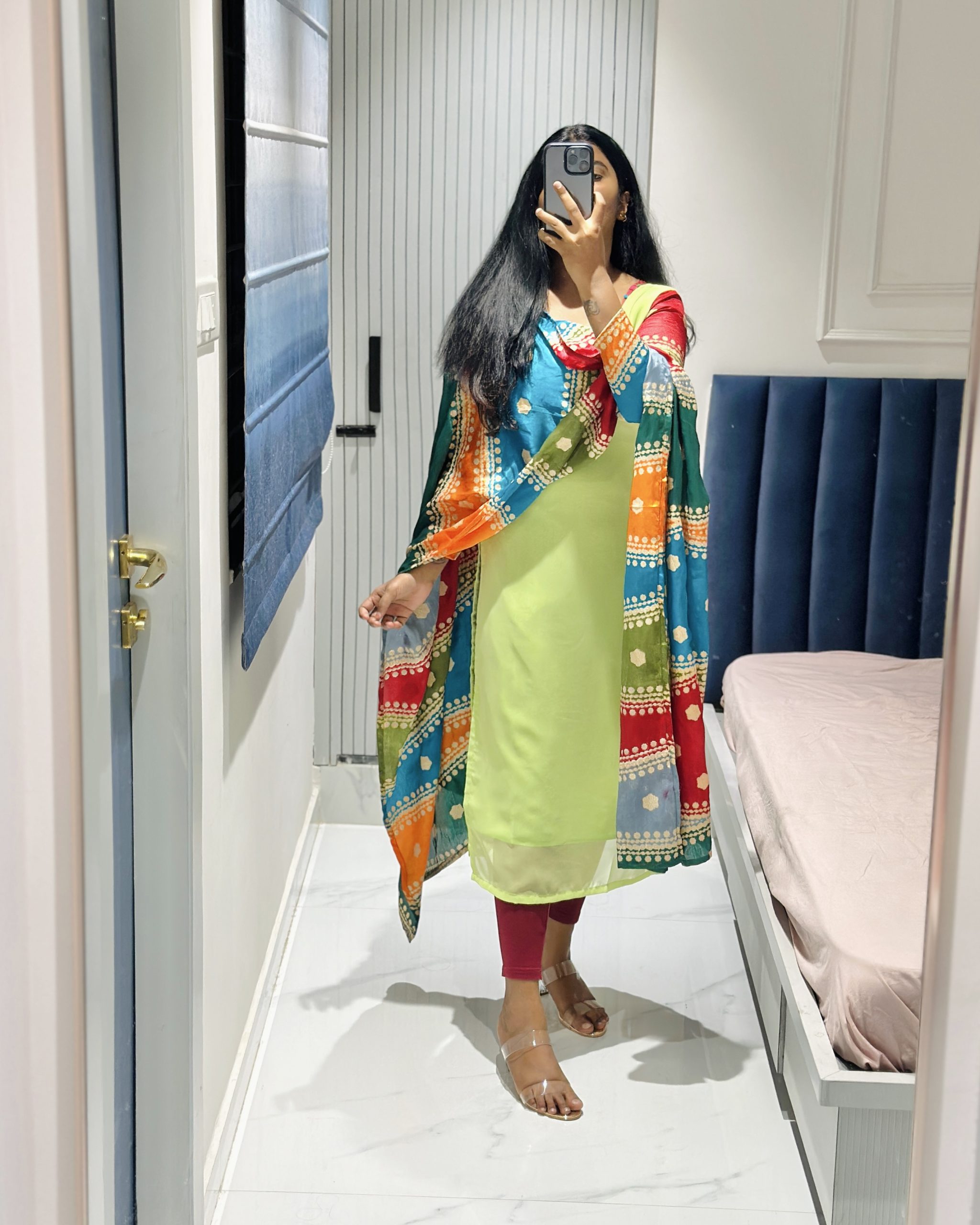 Mint green chiffon set – Dharvi By Rachana